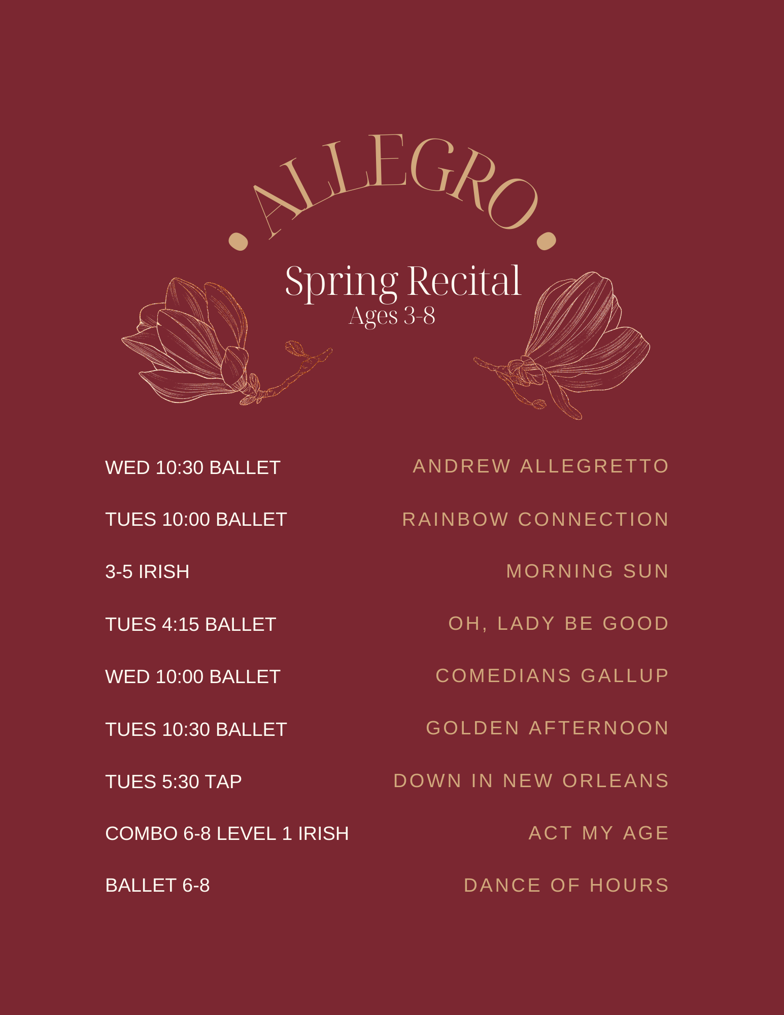 Allegro Dance Studios - Recital Program
