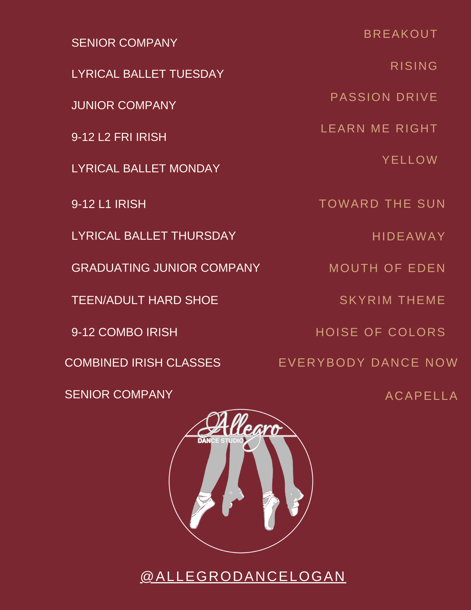 Allegro Dance Studios - Recital Program